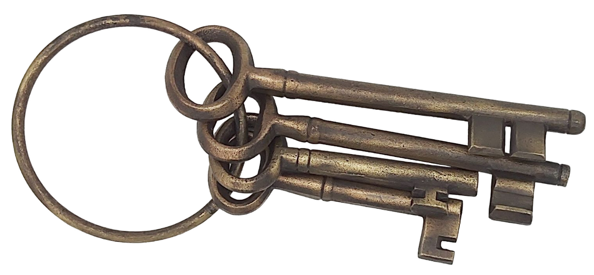 Decorative Brass-Finished Key Ring & Keys – Dark Rain Design