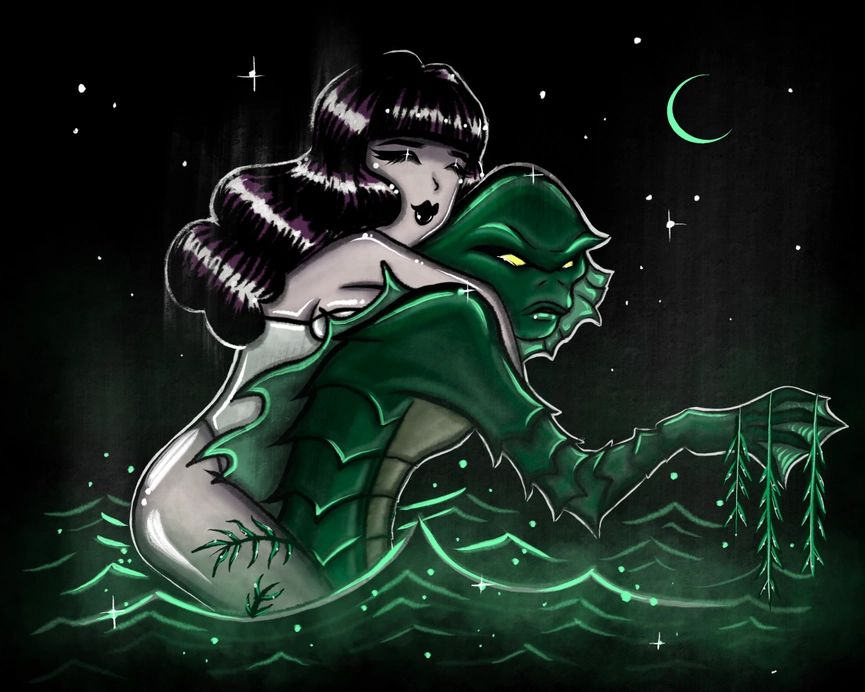 Late Night Swim 8 x 10 Signed Art Print – Dark Rain Design